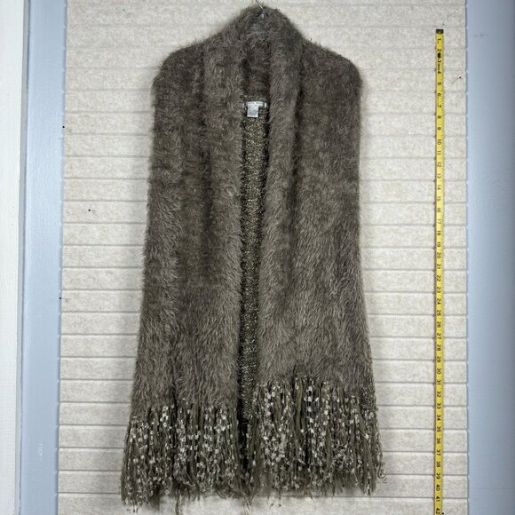 Alberto Makali | Accessories | Fuzzy Alberto Makali Fringe Gray Shawl ...
